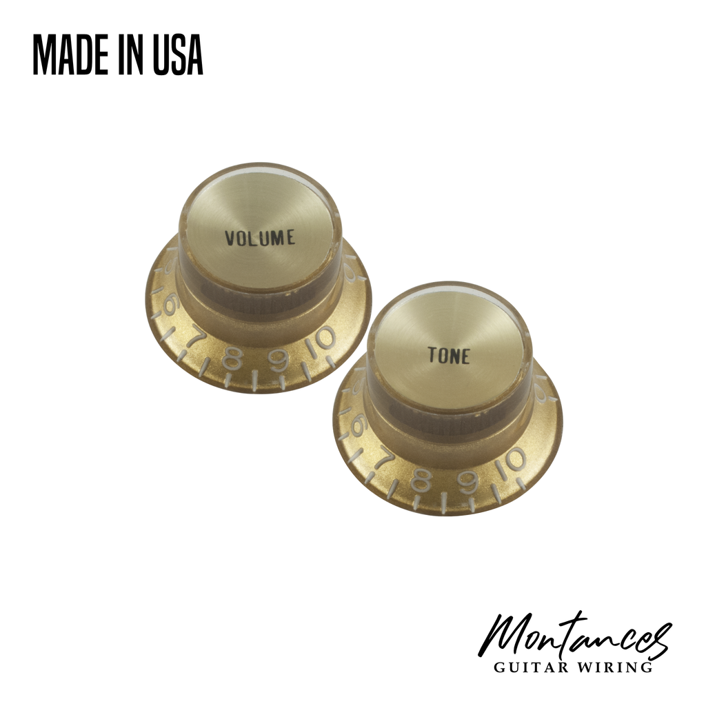 Top Hat Knob, Gold with Gold Cap, Gibson Style made in USA, 24 splines ...